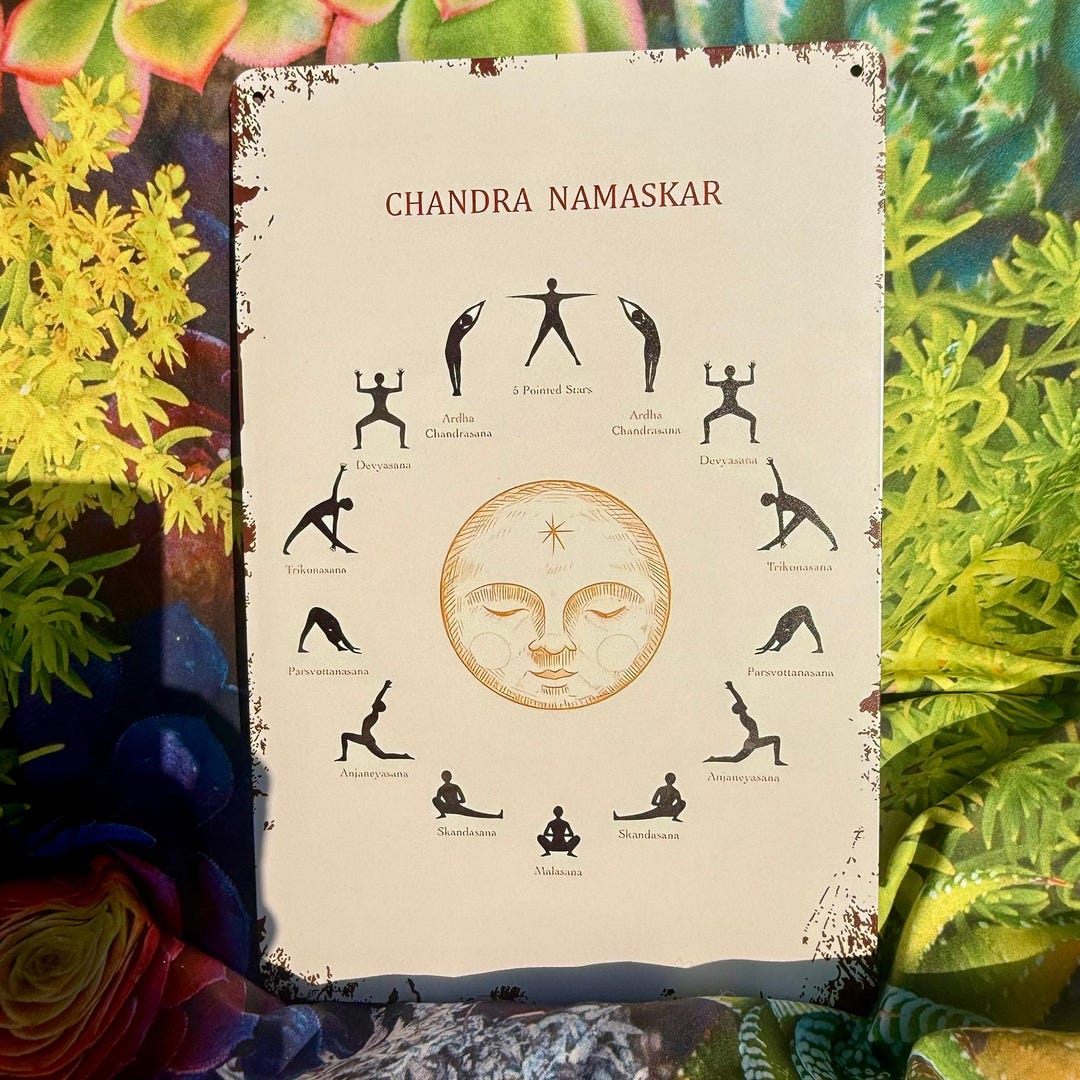 Chandra Namaskar Yoga Sign 12x8 | Moon Salutation Asana Wall Decor ...