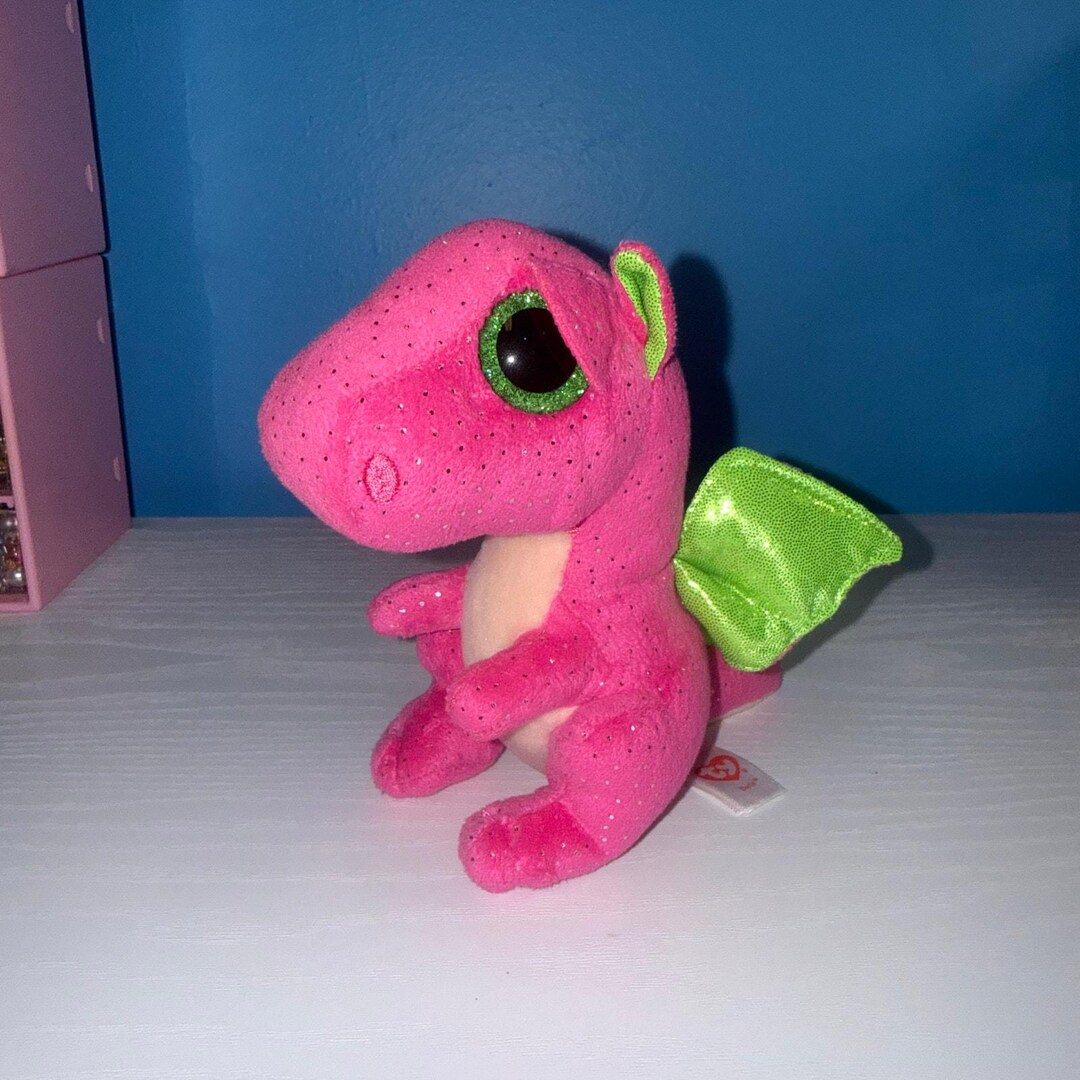 Ty Beanie Baby Darla the Dragon Pink Green Glitter Plush 6” EUC - Etsy