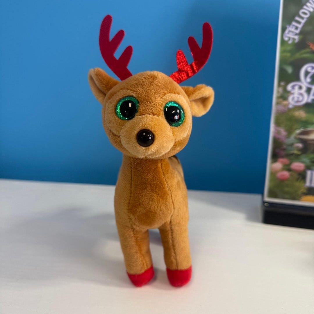 TY Beanie Boo Tinsel Reindeer • 6” Plush Deer • EUC Holiday Collectible ...