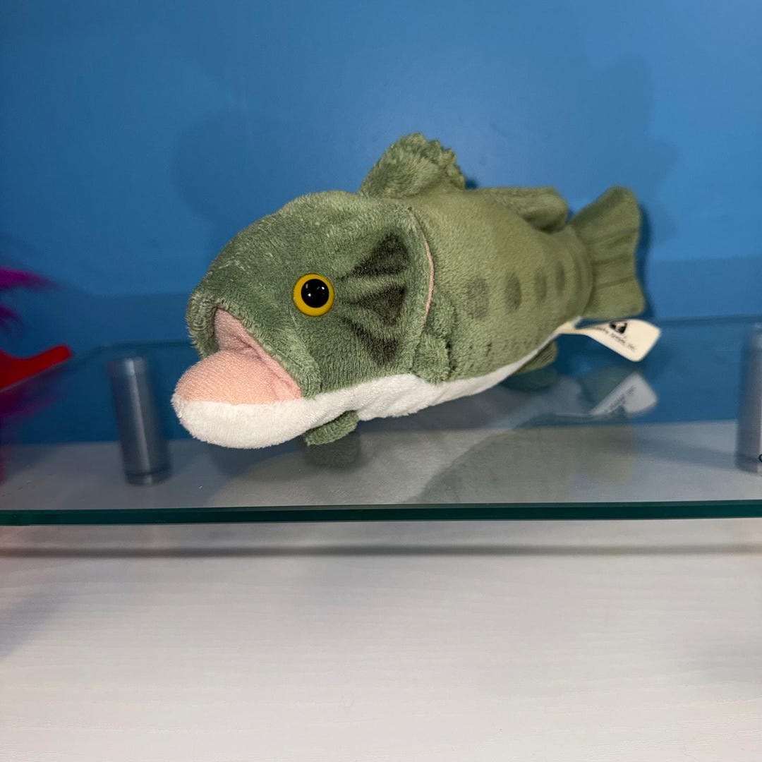 Bass Pro Shops Largemouth Bass Plush 9 Inch Green Fish Stuffed Animal ...