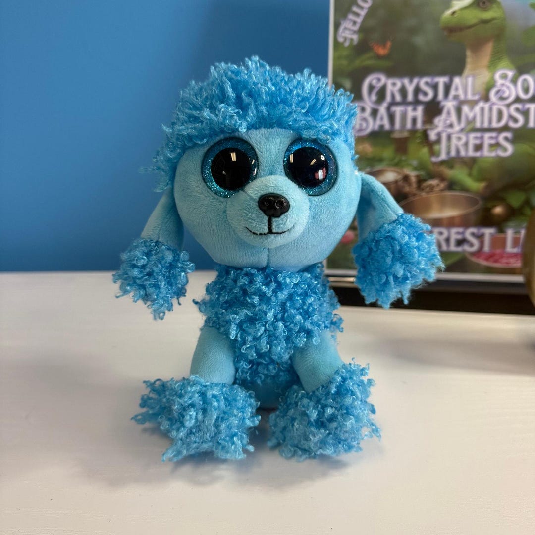 Ty Beanie Boo Mandy 6” Blue Poodle Plush EUC Sparkly Eyes Collectible ...