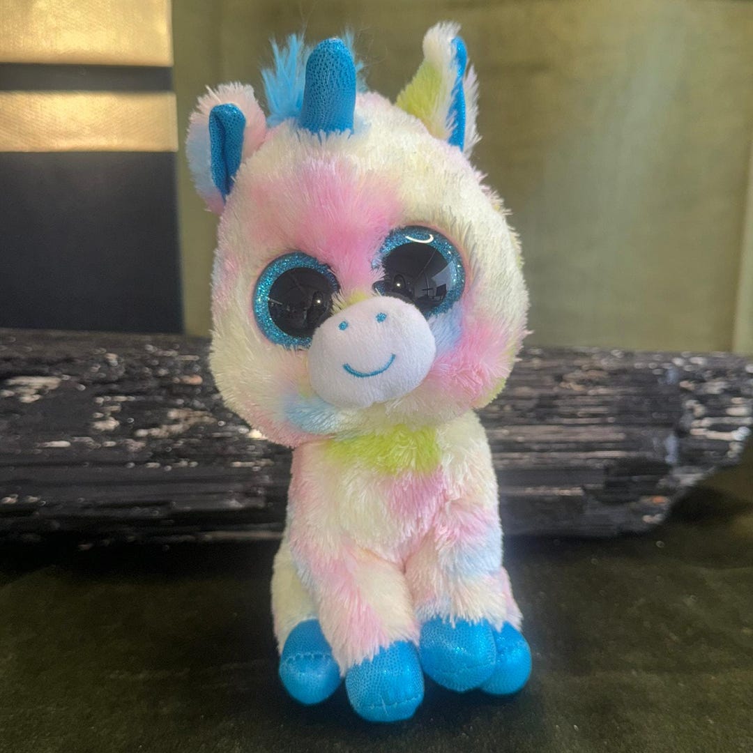 Vintage 2000s Tysilk Beanie Baby Blitz Unicorn Plush Toy Collectible ...