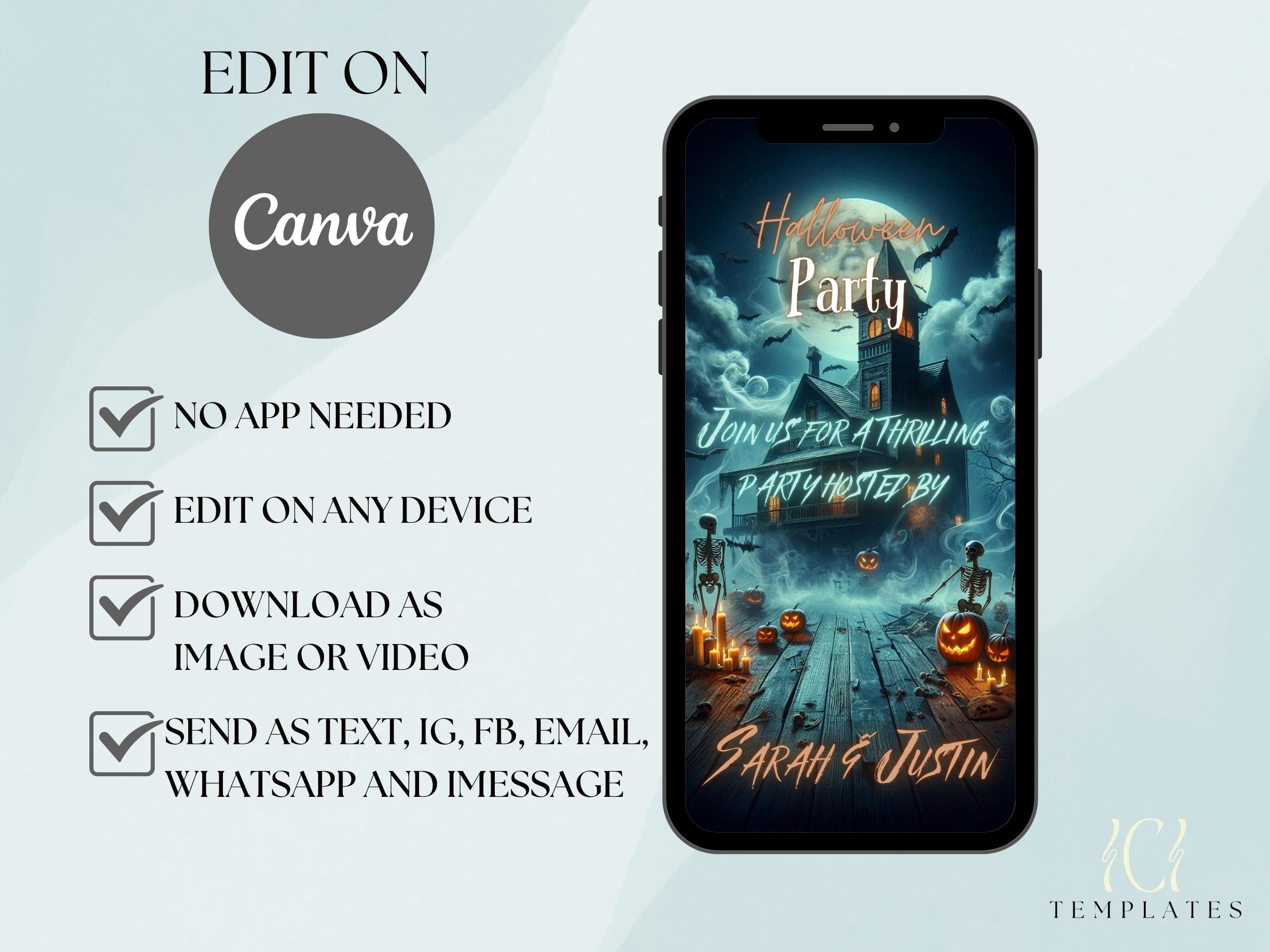 Halloween Invitation Editable Digital Party E-vite Instant Download ...