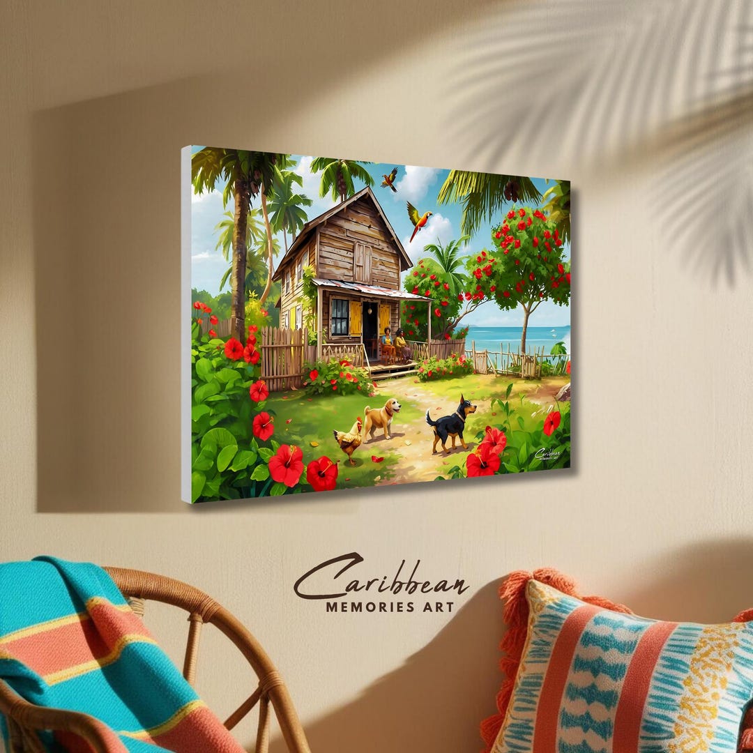 The Seaside House AI Illustrated, Rustic, Coastal Landscape Wall Art ...