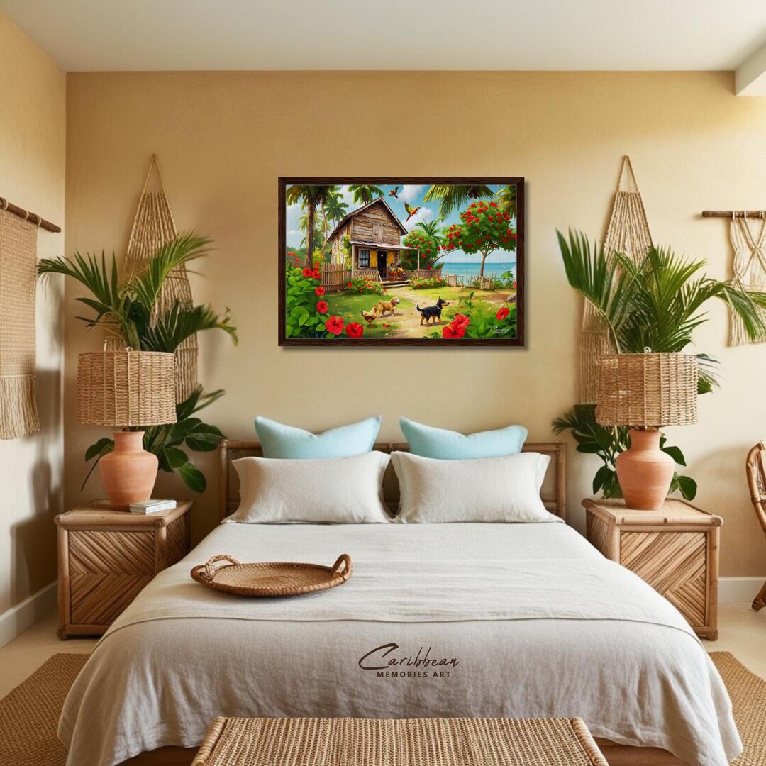 The Seaside House AI Illustrated, Rustic, Coastal Landscape Wall Art ...