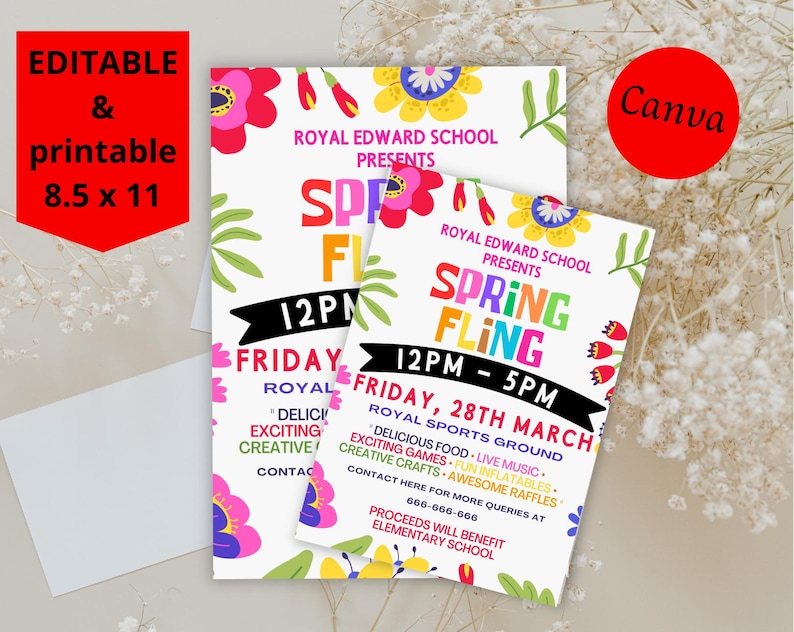 Spring Fling Flyer, Spring Fling School Dance Editable Spring Fling ...