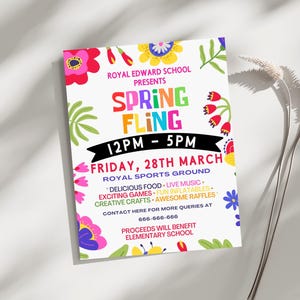 Spring Fling Flyer, Spring Fling School Dance Editable Spring Fling ...