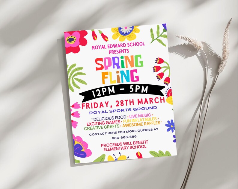 Spring Fling Flyer, Spring Fling School Dance Editable Spring Fling ...