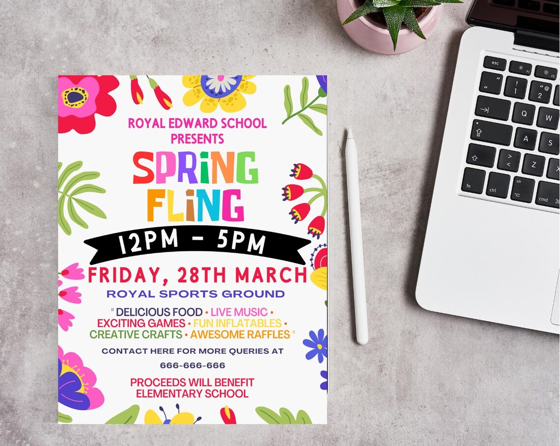 Spring Fling Flyer, Spring Fling School Dance Editable Spring Fling ...