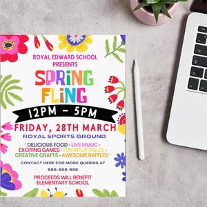 Spring Fling Flyer, Spring Fling School Dance Editable Spring Fling ...