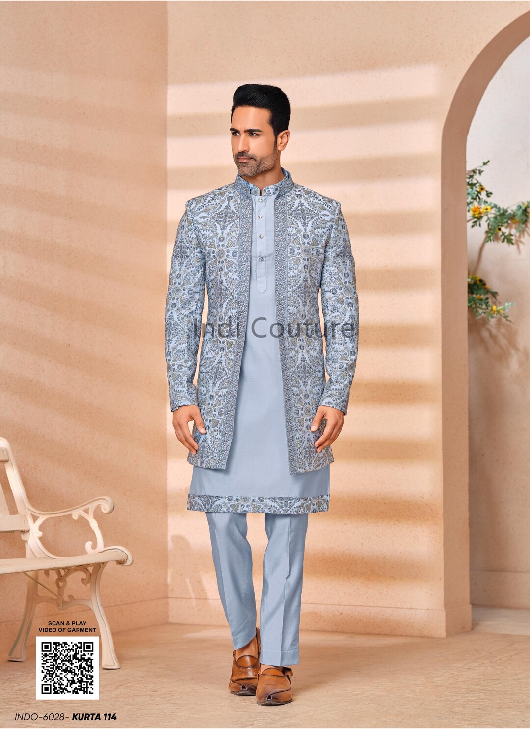 Kurta With Open Indowestern Sherwani, Elegant Ethnic Wear for Men ...
