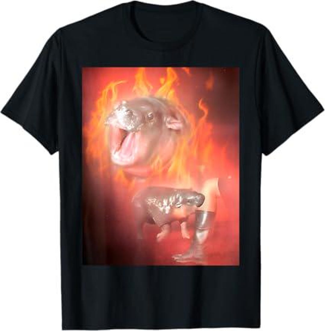 Moo Deng Bouncy Pig in Thai Fire Picture the Cute Baby Hippo T-shirt - Etsy