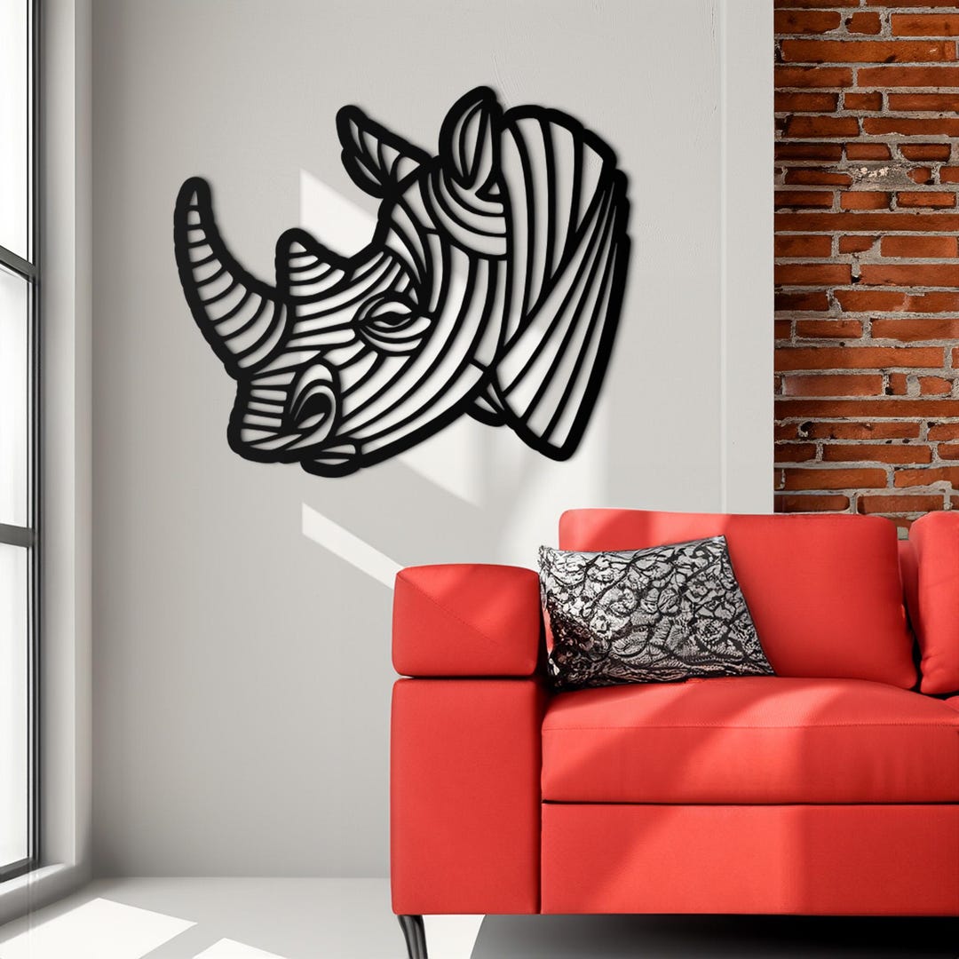 Abstract Rhino Head Metal Wall Art, Modern Metal Wall Sculpture for ...