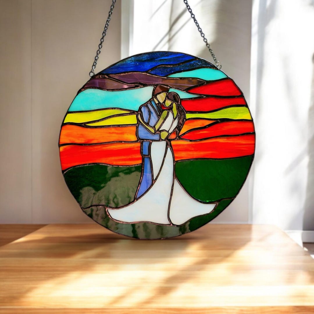 Bride and Groom Stained Glass Suncatchermade TO ORDER - Etsy