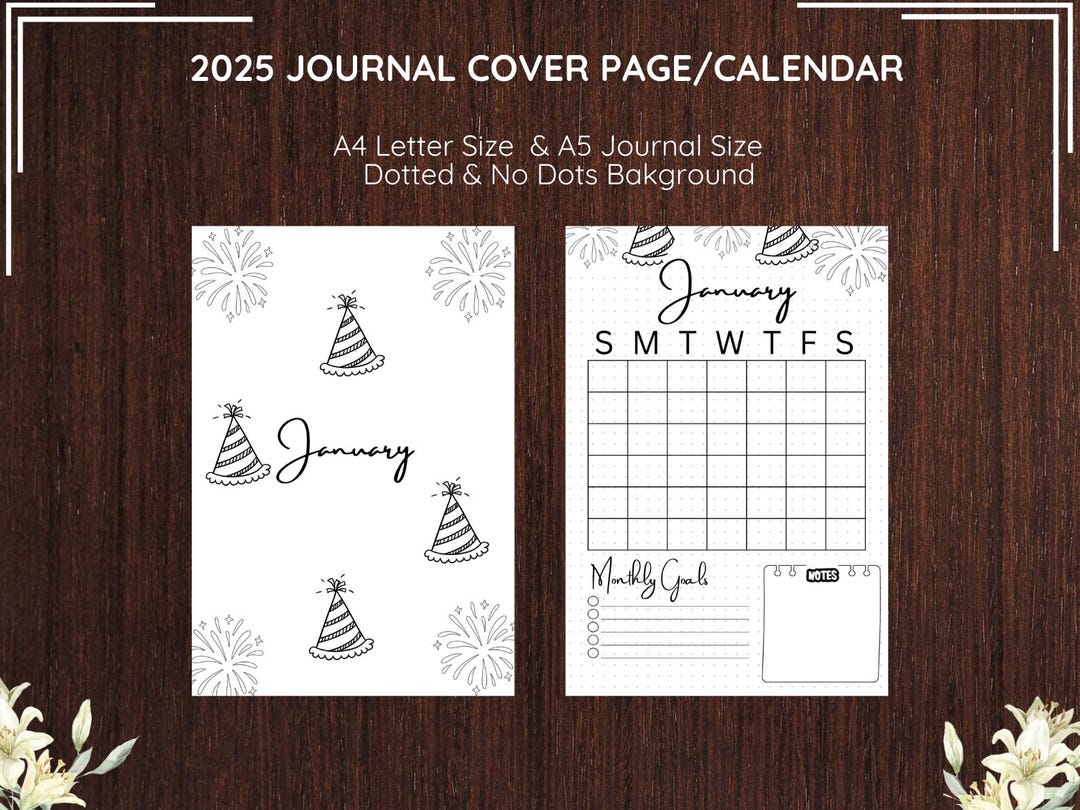 January Journal Cover Page, Printable January Calendar, Monthly Title ...