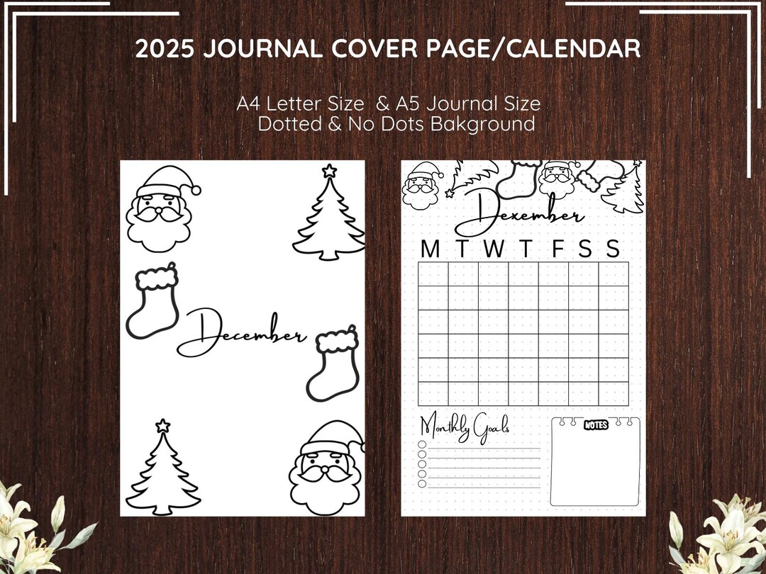 December Journal Cover Page, Printable December Calendar, December ...