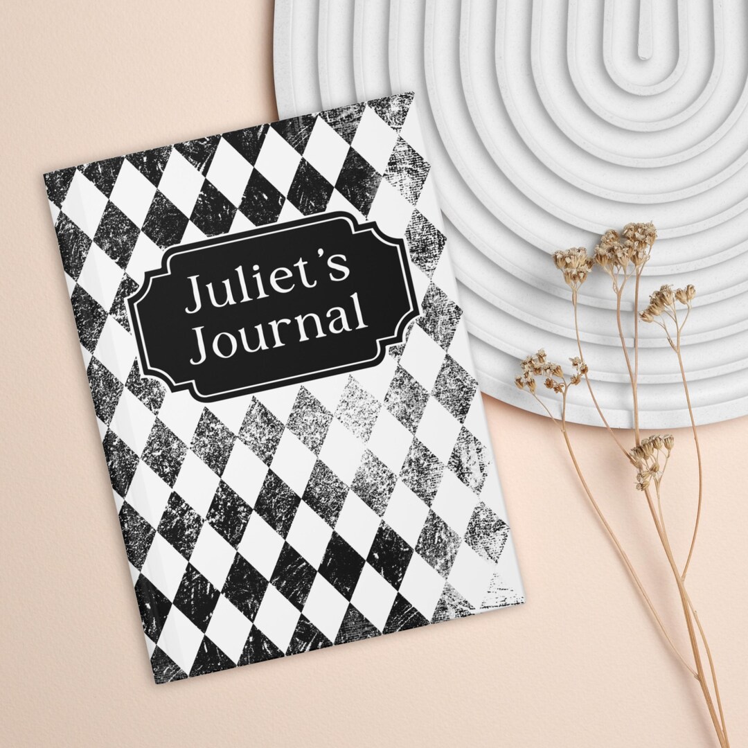 Custom Distressed Aesthetic Black & White Checker Notebook, Customized ...