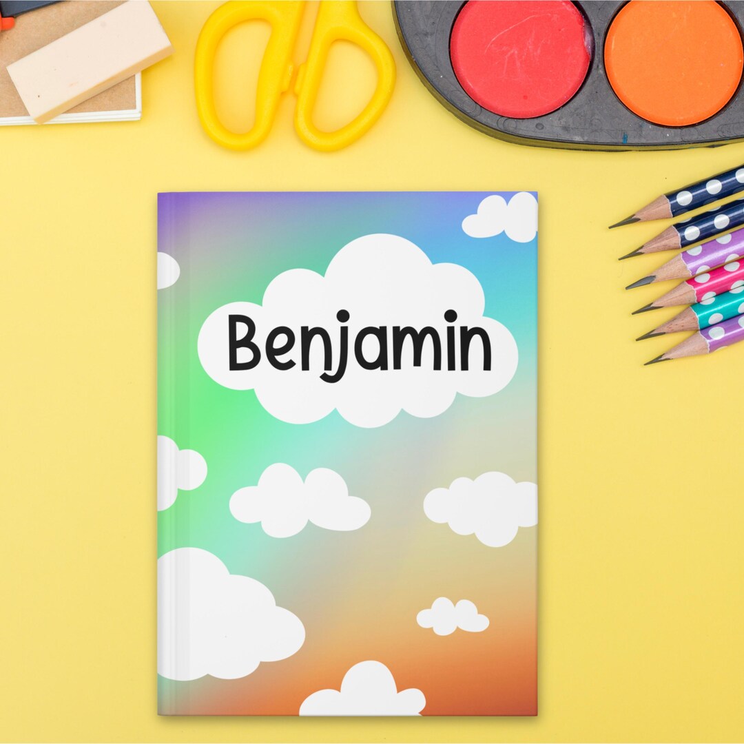 Customizable Rainbow and Clouds Journal, Personalized Cloudy Rainbow ...
