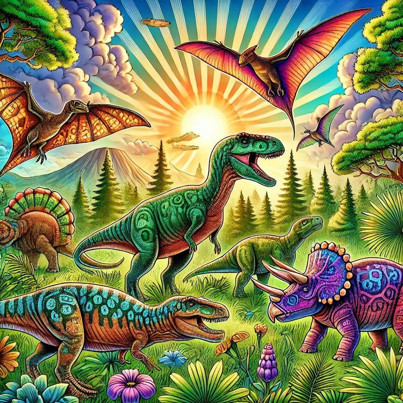 10 Dinosaur Coloring Pages: Journey Into the Jurassic World - Etsy