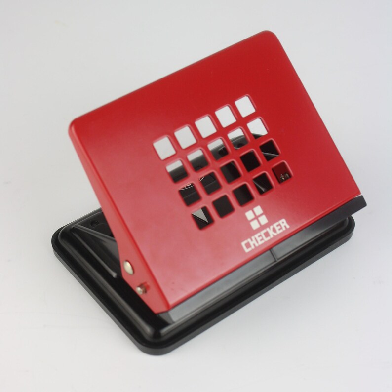 1980s Vintage CHECKER Office Desk Set – Red Metal Pencil Holder ...