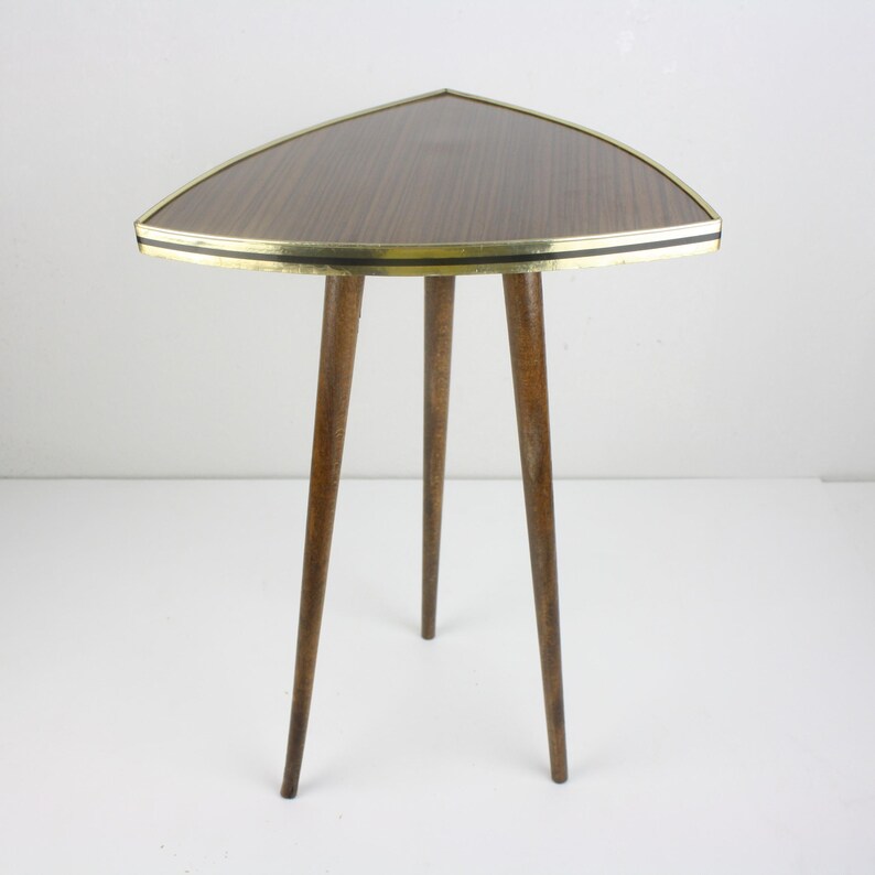 Vintage 1960s Formica Triangle Side Table | Mid Century Modern Accent ...
