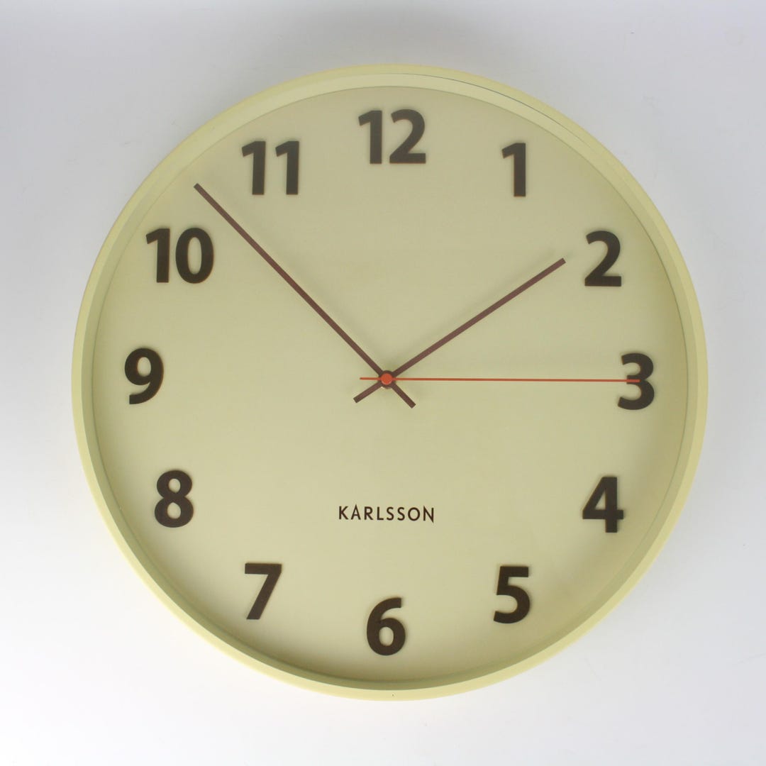 Karlsson Soft Yellow Wall Clock – Modern Minimalist Wooden Clock (40cm ...