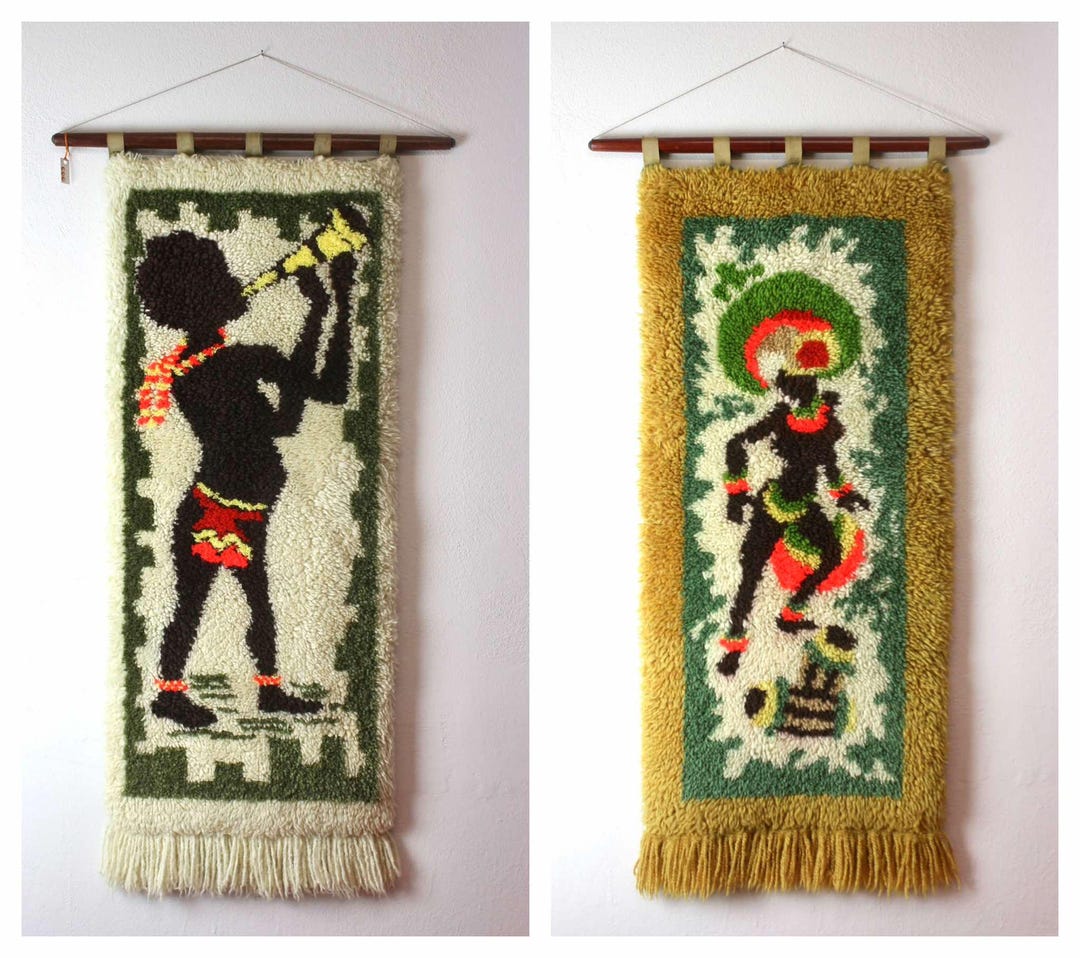 Vintage African Wool & Acrylic Wall Tapestries – Handcrafted Tribal Art ...