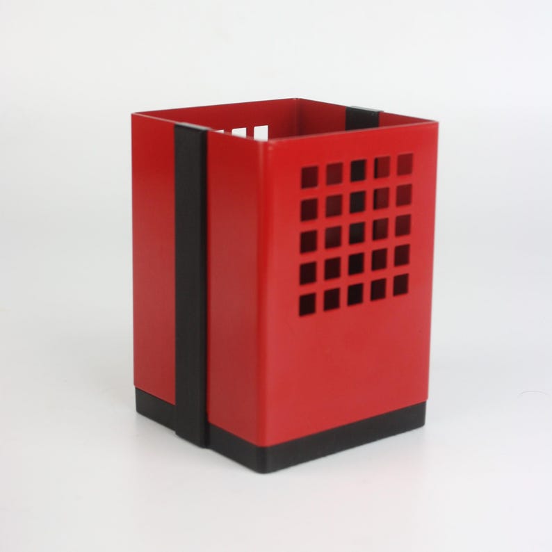 1980s Vintage CHECKER Office Desk Set – Red Metal Pencil Holder ...
