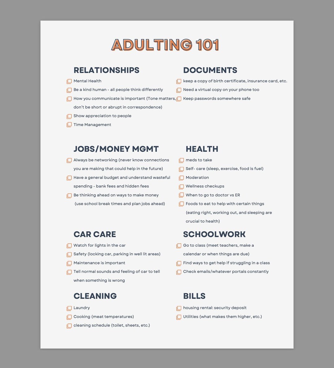 Instant Download of Adulting 101 Page Life Lessons Teenagers College ...