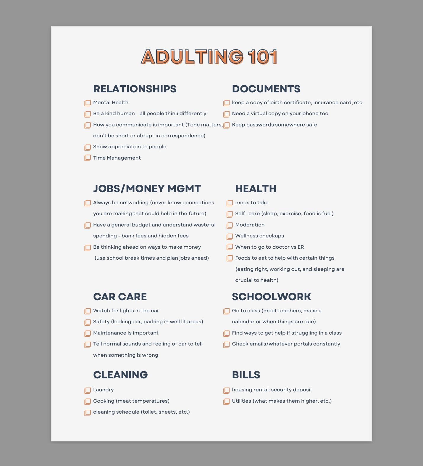 Instant Download of Adulting 101 Page Life Lessons Teenagers College ...