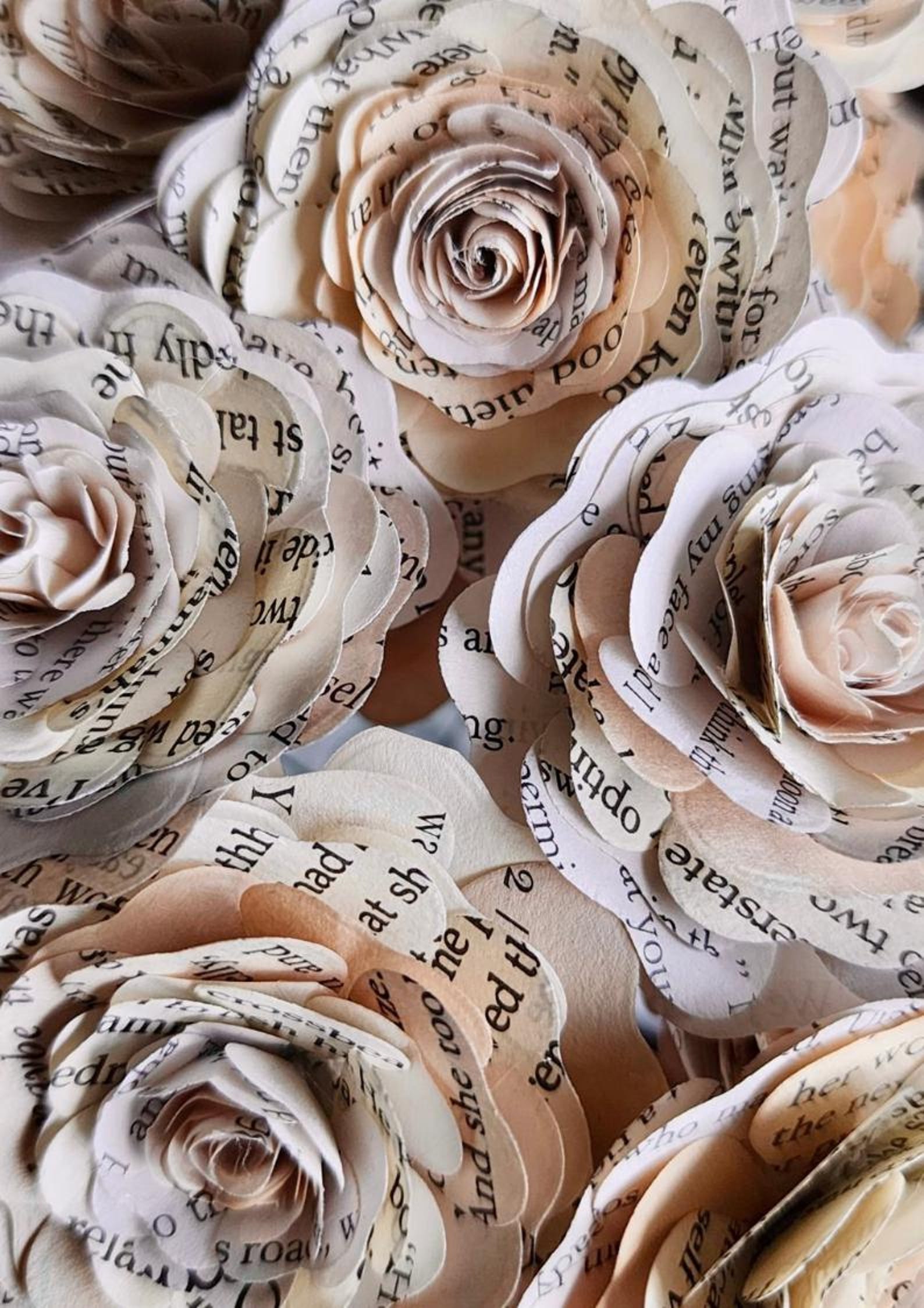 Book Rose Bouquet (3 or 5 Flowers) for Gift, Wedding, Quince, Baby ...