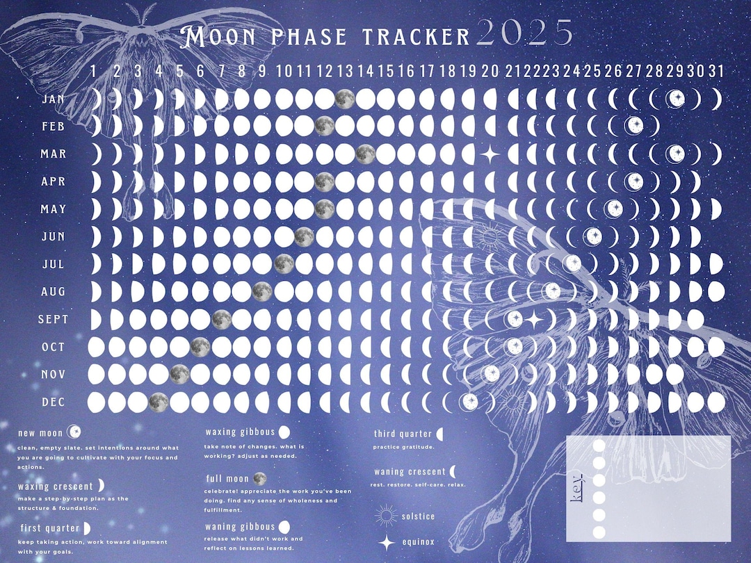 Mood Tracker Moon Calendar 2025 Moon Phases Witchy Astrology Journal ...
