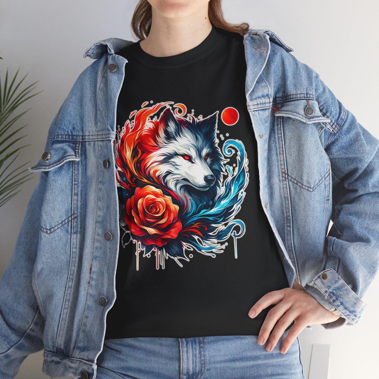 Rose Wolf Shirt Colorful Wolf Shirt Graphic Wolf Wolf Lover Animal ...