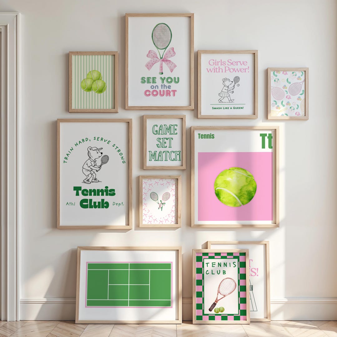 Tennis Wall Art Bundle, Preppy Kids Room Decor (digital Download) - Etsy