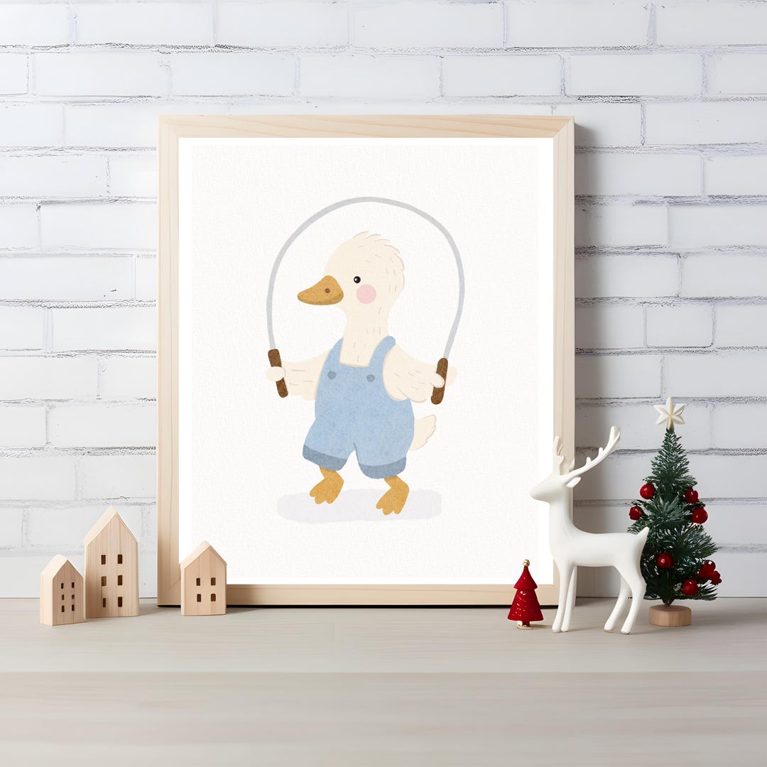 Goose Jump Rope Art Print: Animal Wall Art Kids Decor, Nursery Poster ...