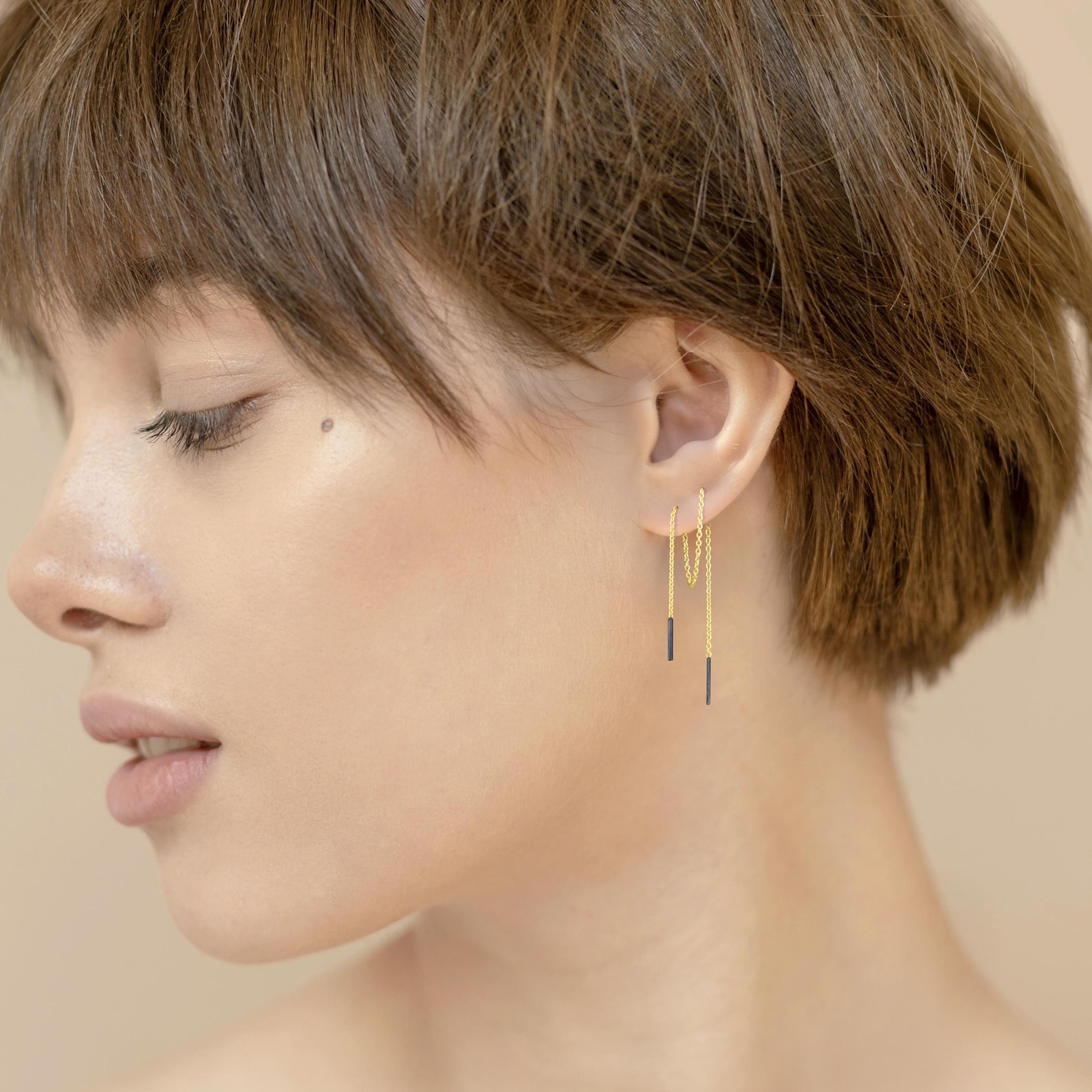 Two Tone Threader Earrings Long Chain Earrings for Women Thread ...