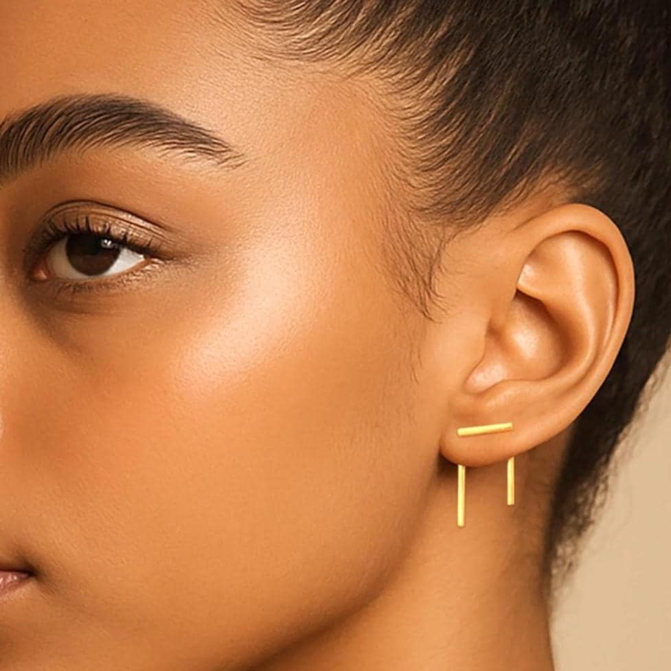 Sterling Bar Ear Jackets Front Back Silver Earrings Minimalist Drop ...