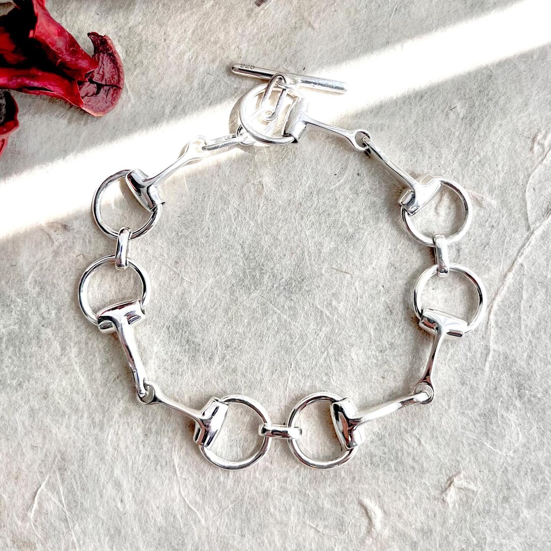 Sterling Silver Snaffle Bit Bracelet Chunky Statement Bracelet Silver ...