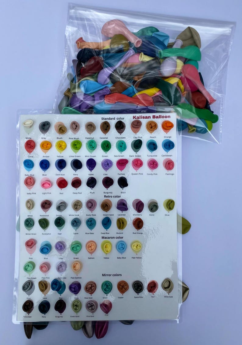 Kalisan 5-inch Latex Balloon Color Chart With Additional Set of ...