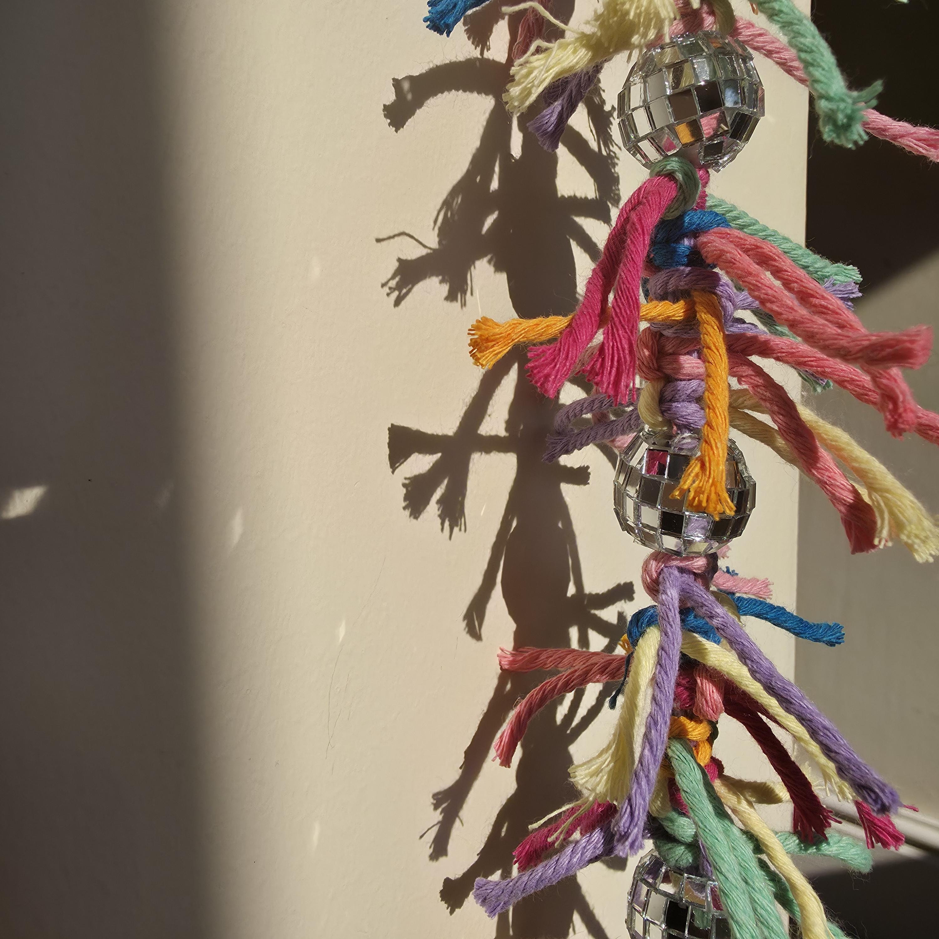Rainbow Macramé Disco Sun Catcher | Boho Wall Hanging | Handmade Room ...