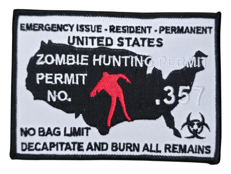 United States ZOMBIE HUNTING PERMIT .357 Swat Red Ops Tactical Morale ...