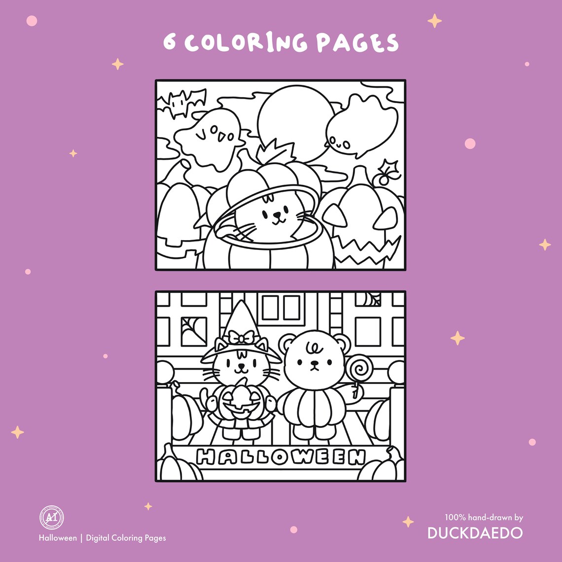 Halloween Coloring Pages, Printable Halloween Activity, 6 Halloween ...