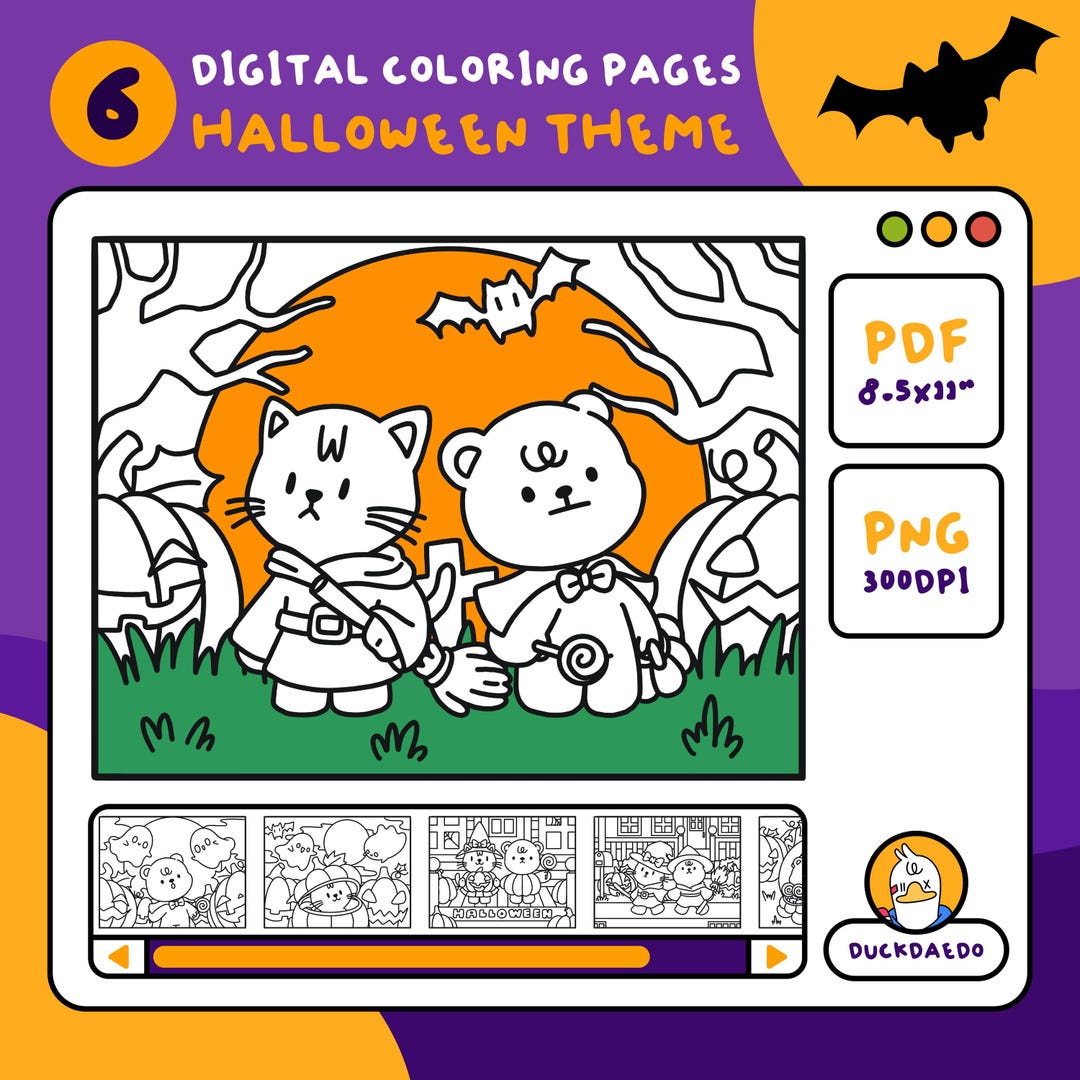 Halloween Coloring Pages, Printable Halloween Activity, 6 Halloween ...