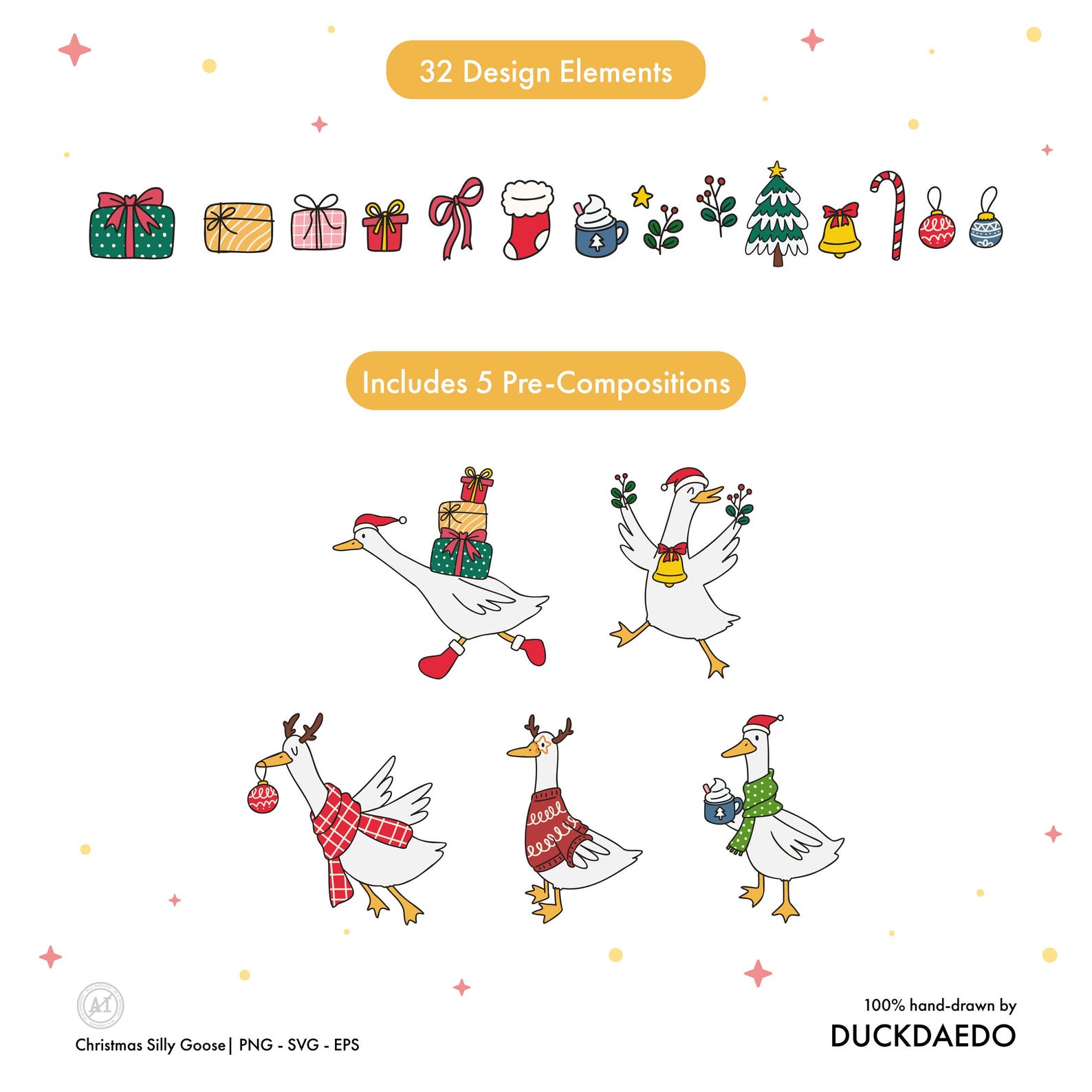 Funny Christmas Goose Clipart: Holiday PNG SVG EPS (digital Download ...