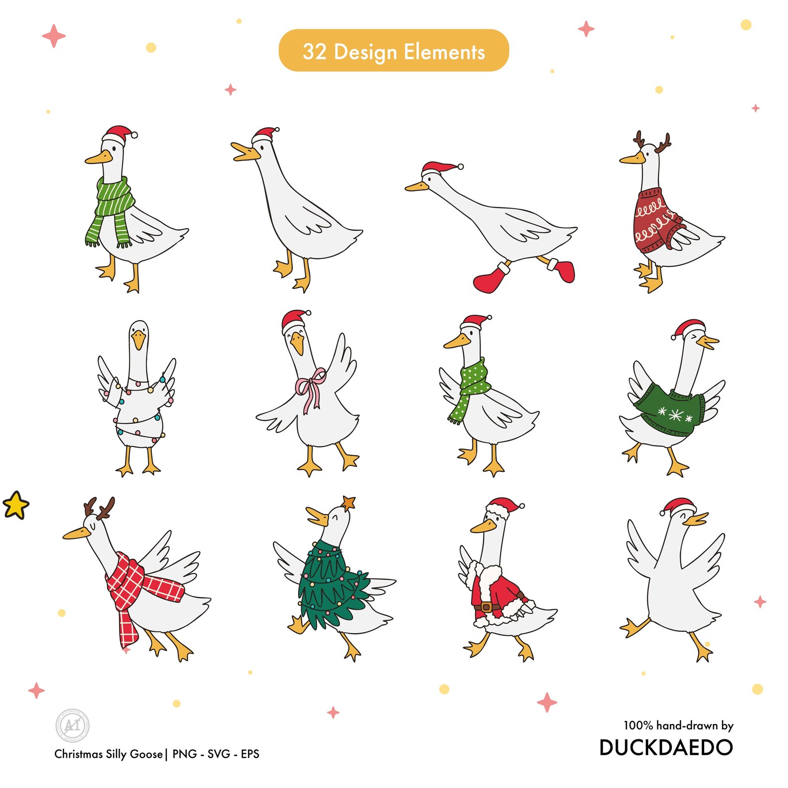 Funny Christmas Goose Clipart: Holiday PNG SVG EPS (digital Download ...