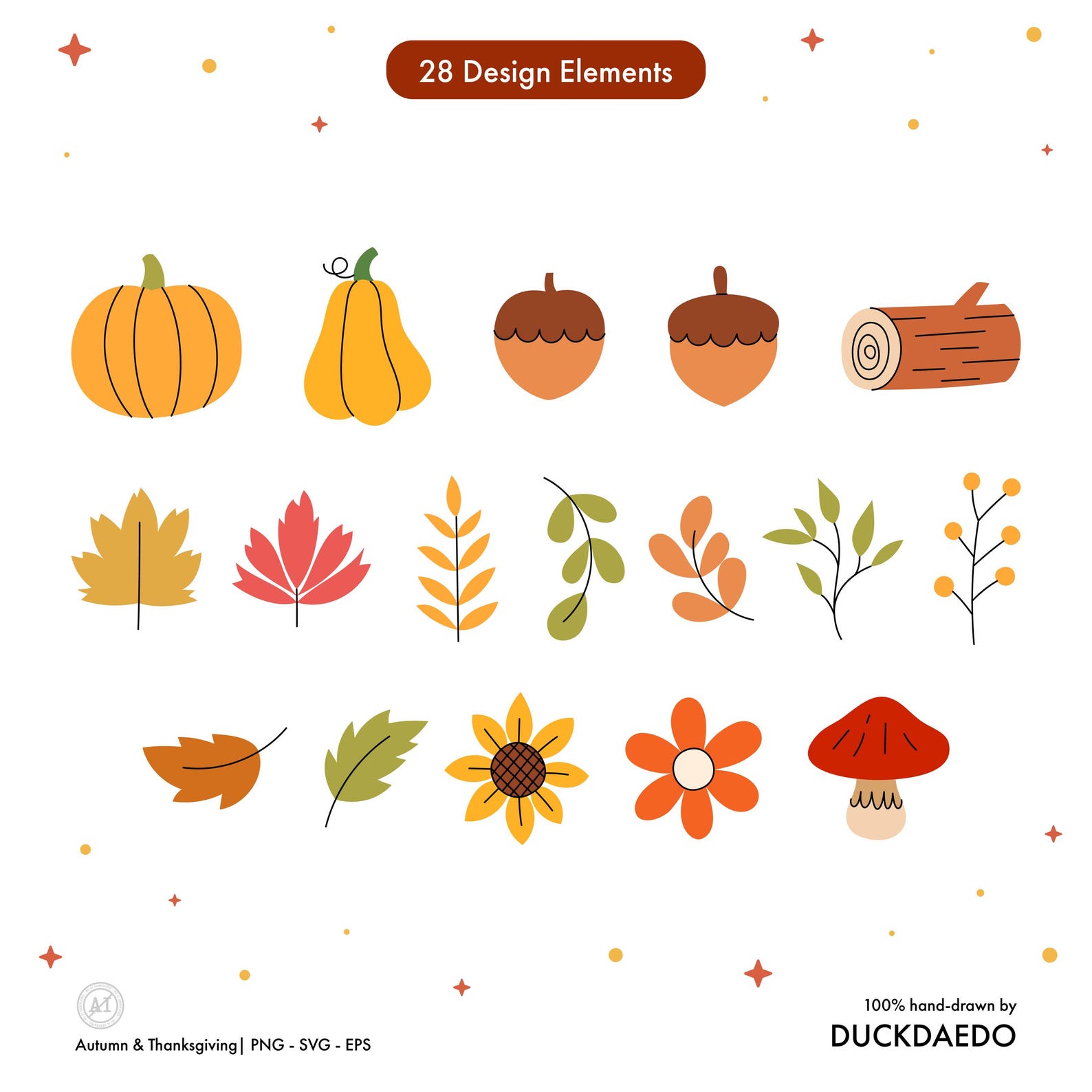 Autumn Harvest Clipart Set, Thanksgiving Food Clipart, Fall Elements ...