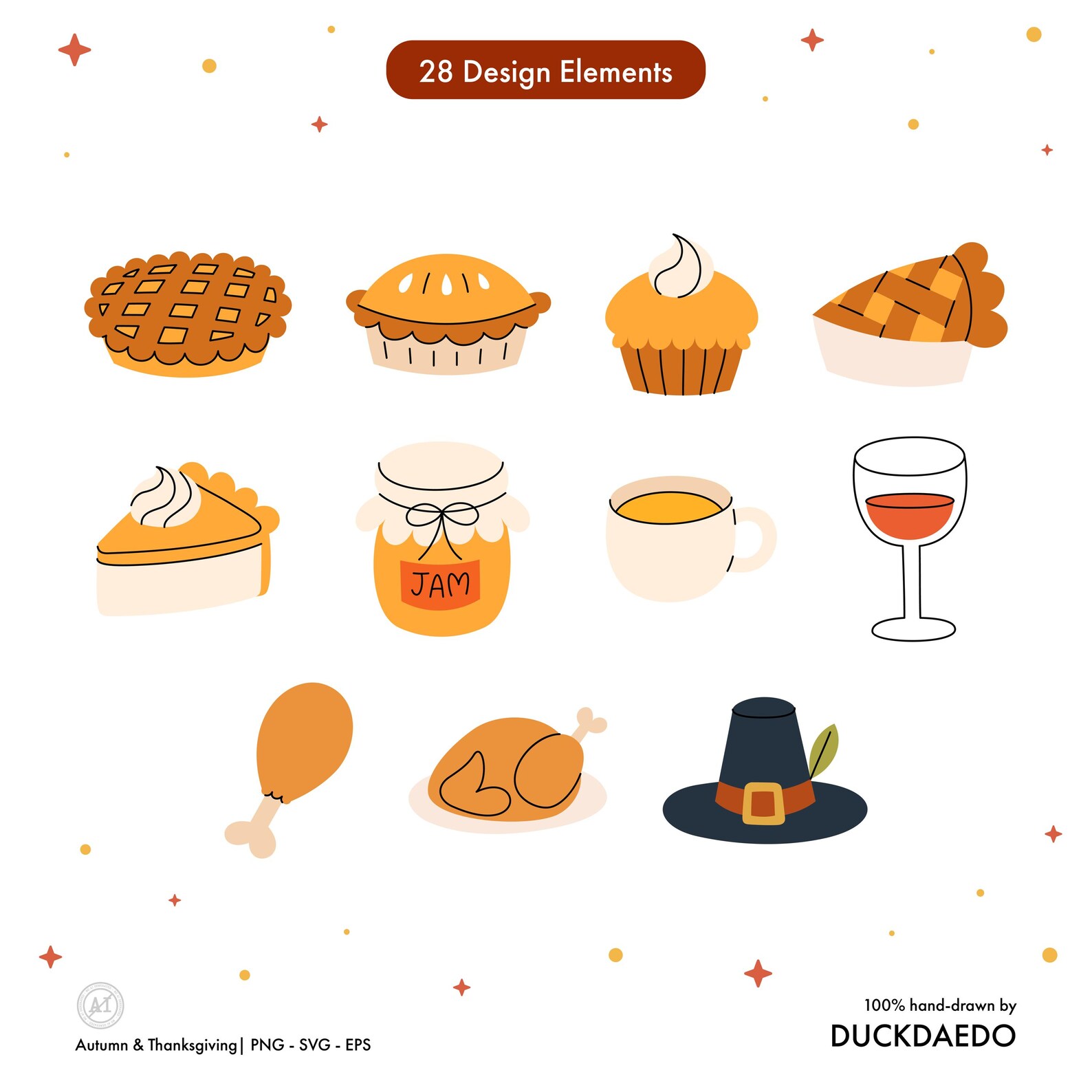 Autumn Harvest Clipart Set, Thanksgiving Food Clipart, Fall Elements ...