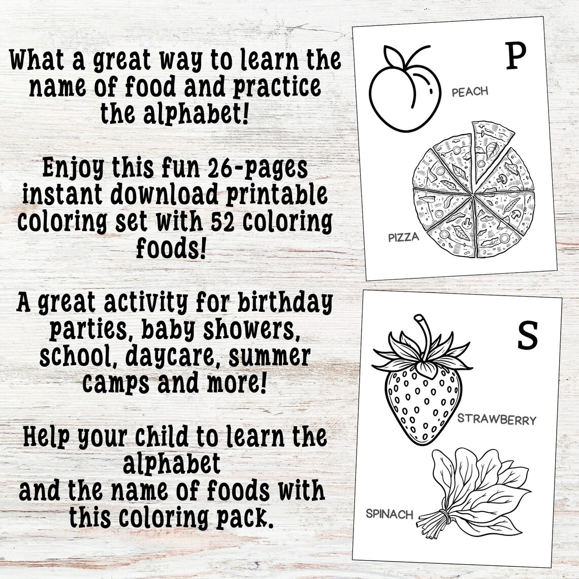 Coloring Pages for Kids ABC Food Alphabet Coloring Pages Printable ...