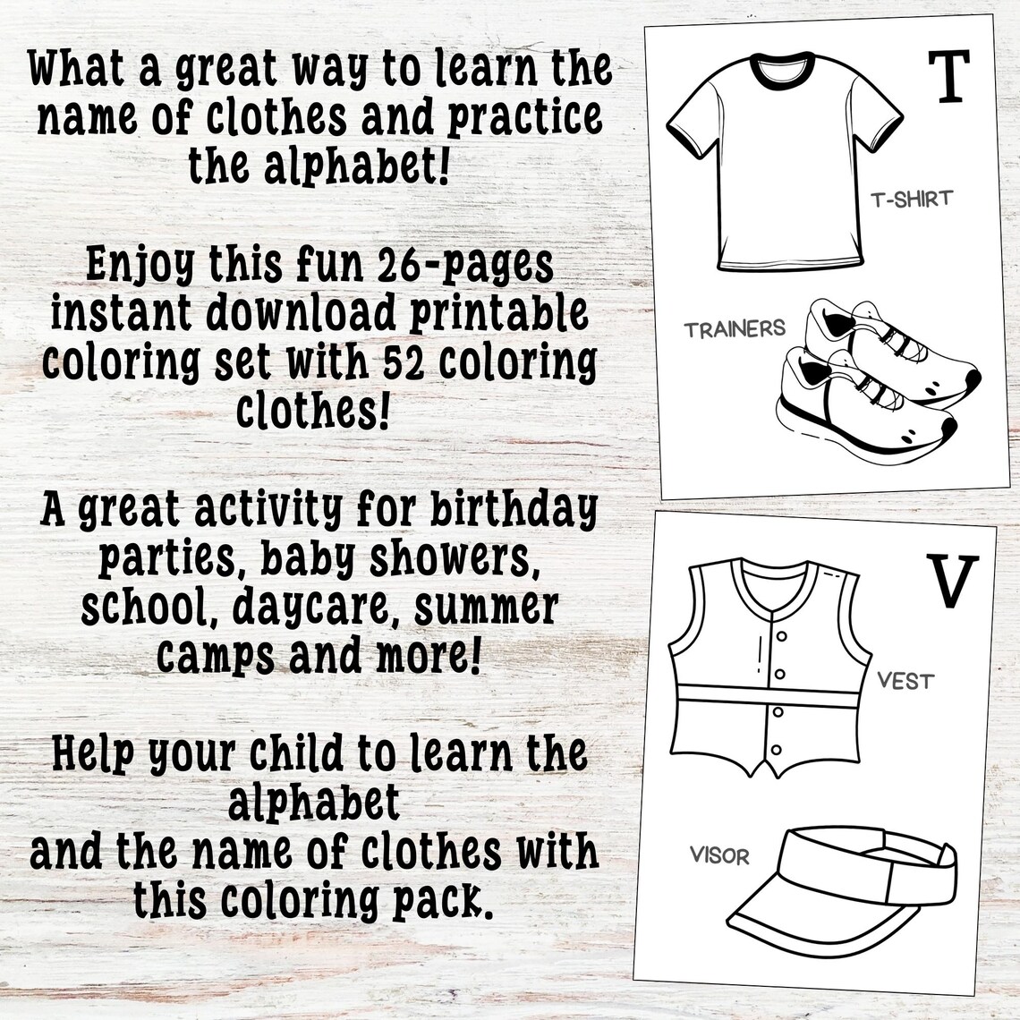 Coloring Pages for Kids ABC Clothes Alphabet Coloring Pages Printable ...