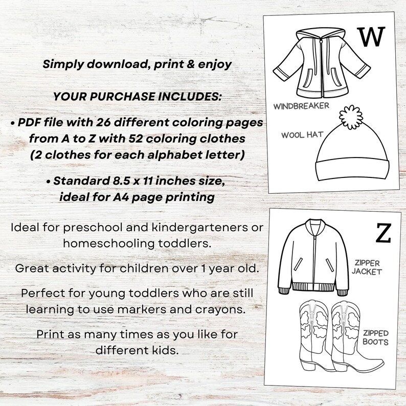 Coloring Pages for Kids ABC Clothes Alphabet Coloring Pages Printable ...